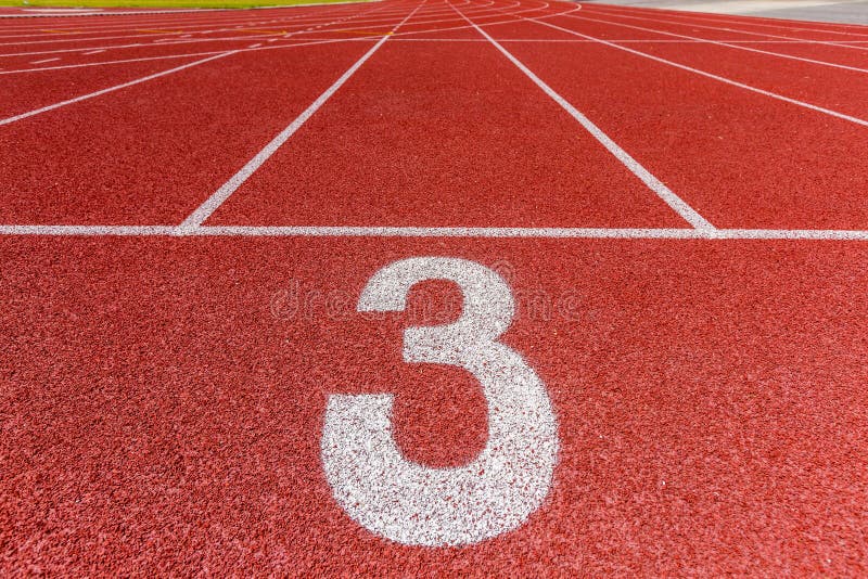 Number Three on the Running Track Stock Image - Image of competition ...