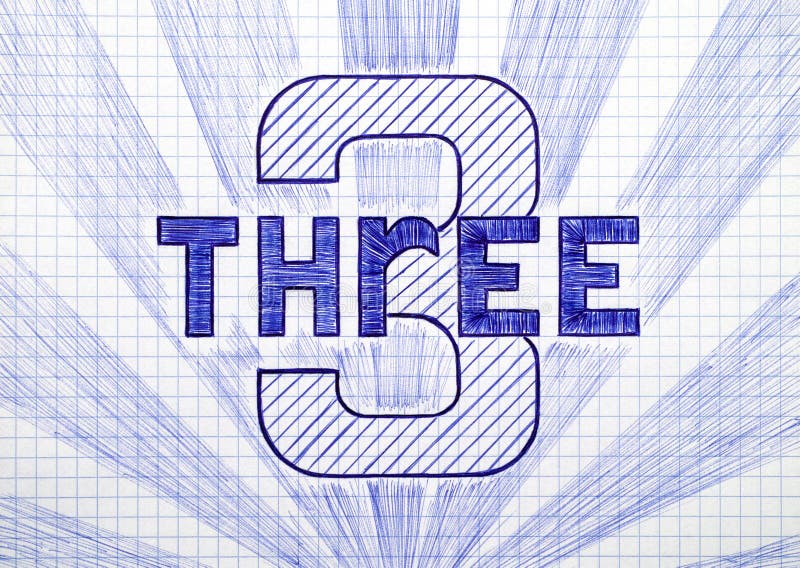 Number Three on the Sheet of Checkered Paper Stock Photo - Image of ...