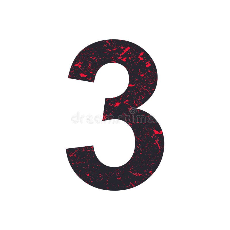Number Three. 3stylized Grunge Texture Stock Vector - Illustration of ...