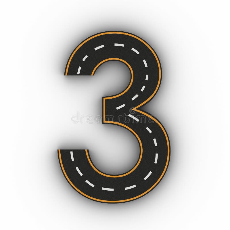 Number Three Symbols of the Figures in the Form of a Road with White ...