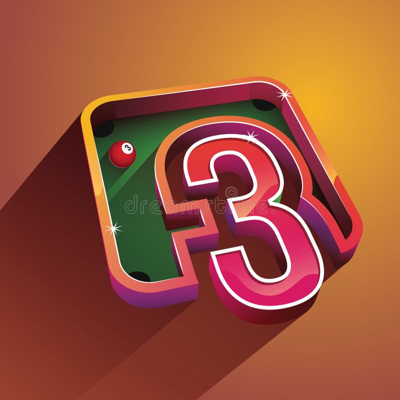 Number Three. Vector Illustration Decorative Design Stock Vector ...