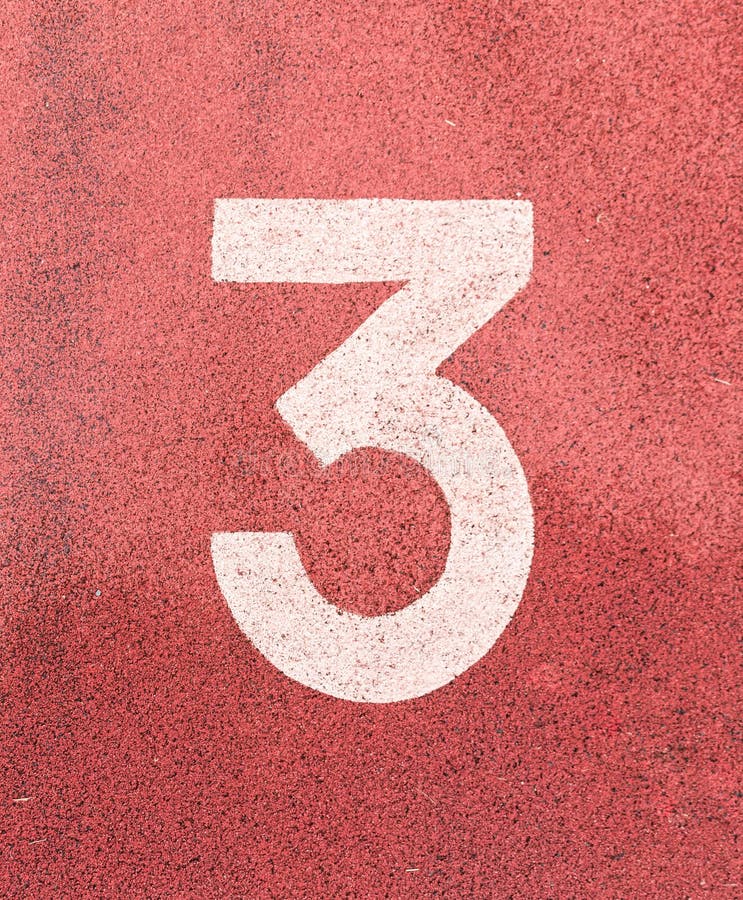 Number Three,White Track Number on Rubber Racetrack Stock Image - Image ...