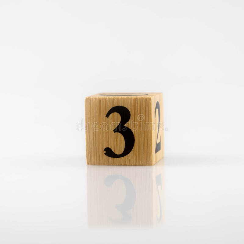 Number 3 Three Wooden Cube with Number Isolated in White with ...