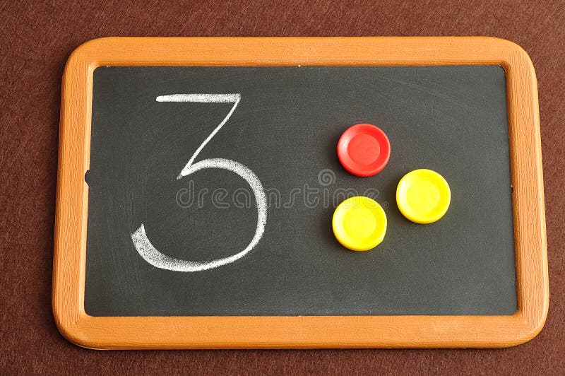 A Number Three Written on a Black Board Stock Photo - Image of ...
