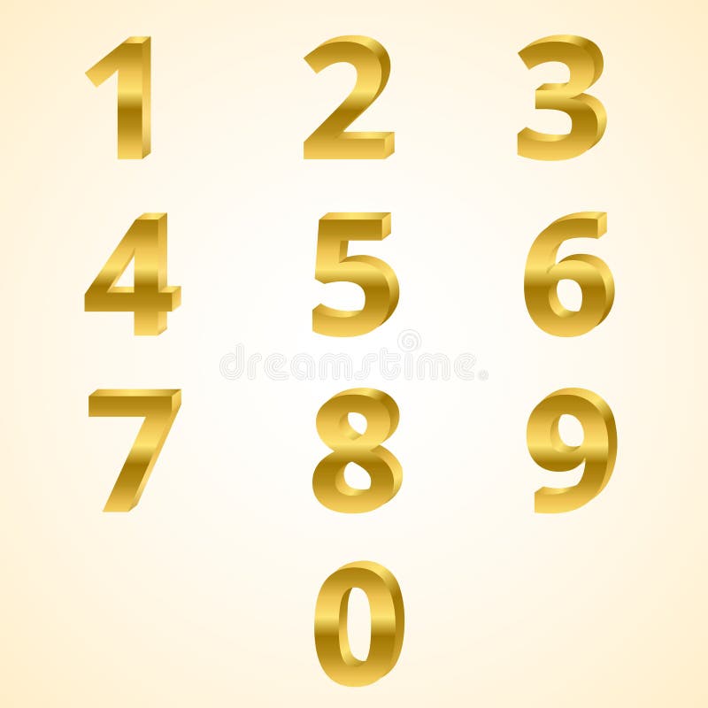 Number gold 3D style stock vector. Illustration of isolated - 137093103