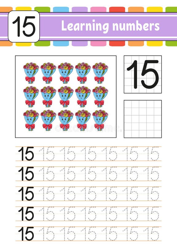 Number 15. Trace and Write. Handwriting Practice. Learning Numbers for ...