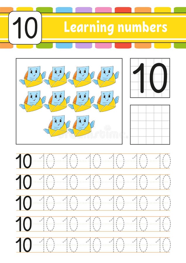 Number 1-10. Trace and Write. Handwriting Practice. Learning Numbers ...