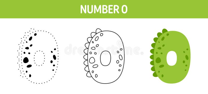 Number 0 Tracing and Coloring Worksheet for Kids Stock Vector ...