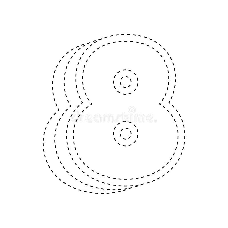 Number 8 Tracing Worksheet for Kids Stock Vector - Illustration of ...