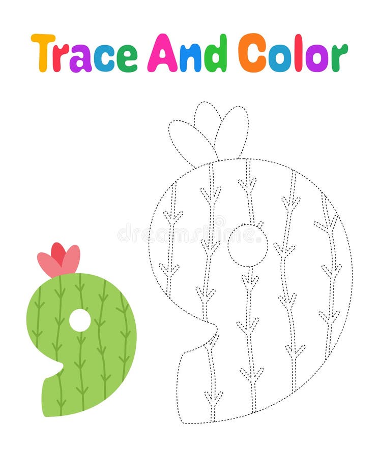 Number 9 Tracing Worksheet for Kids Stock Vector - Illustration of ...
