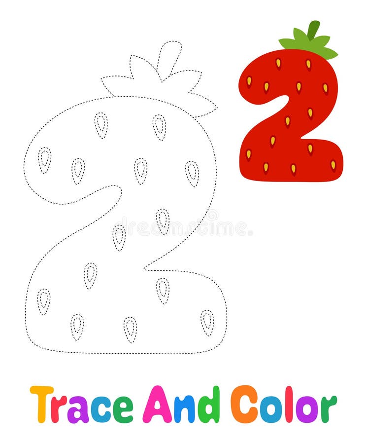 Number 2 Tracing Worksheet for Kids Stock Vector - Illustration of ...