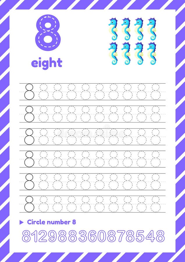 Learning Numbers Pages. Number Eight Stock Vector - Illustration of ...