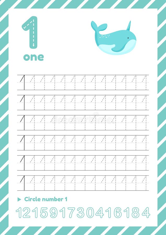 Learning Numbers Pages. Number One Stock Vector - Illustration of ...