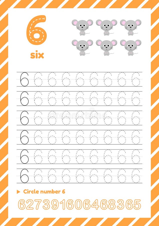 Learning Numbers Pages. Number Six Stock Vector - Illustration of ...