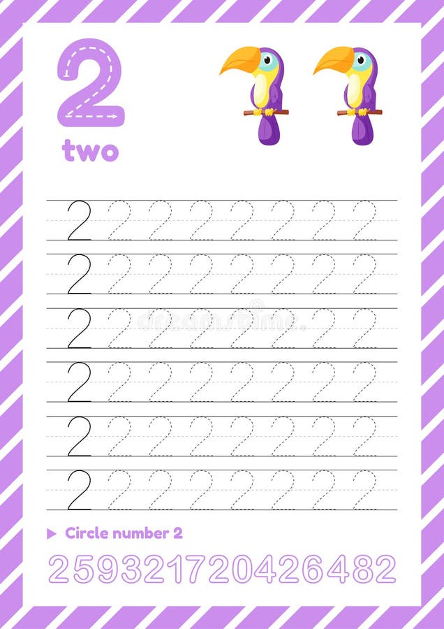 Learn Numbers. Flashcards for Kids Education. Number Two Stock Vector ...