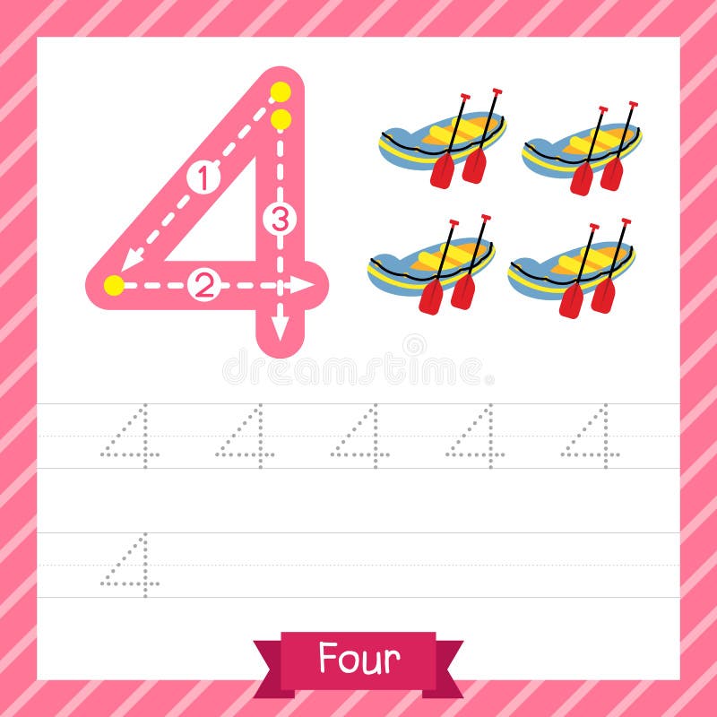 Flashcard Number 4 with Four Children in the Park Stock Vector ...