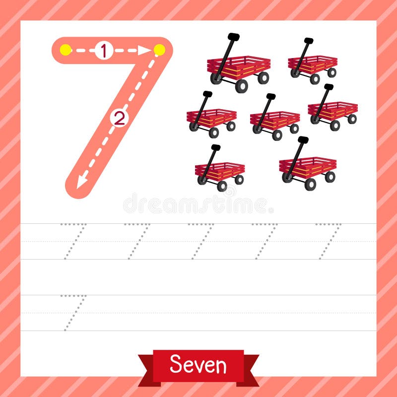 Number 7 Transportation Tracing Worksheet Stock Vector - Illustration ...