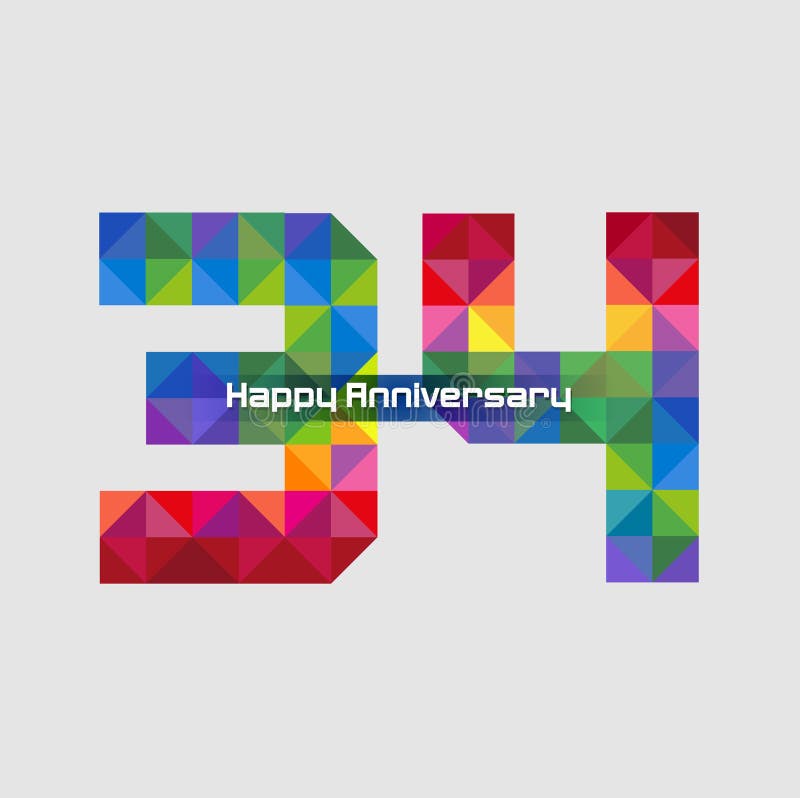 Number 34 in Triangular Style Stock Vector - Illustration of birthday ...