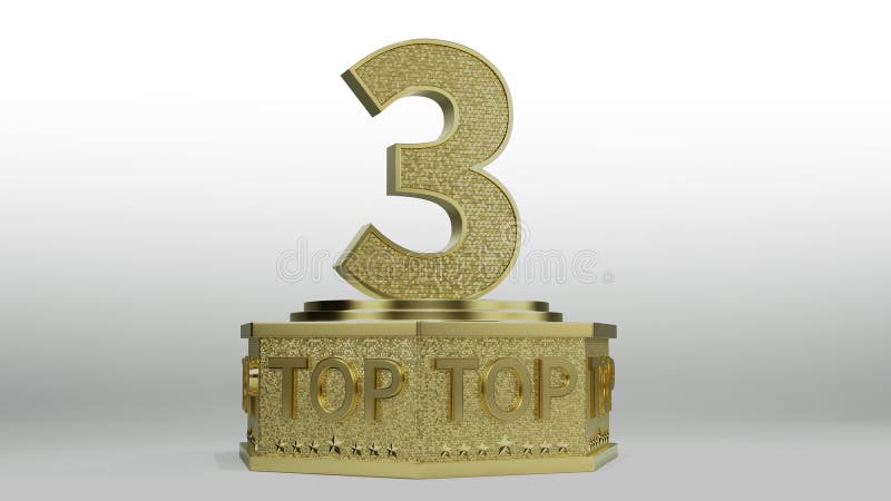 Number 3 Trophy on White Background.3D Illustration Stock Illustration ...