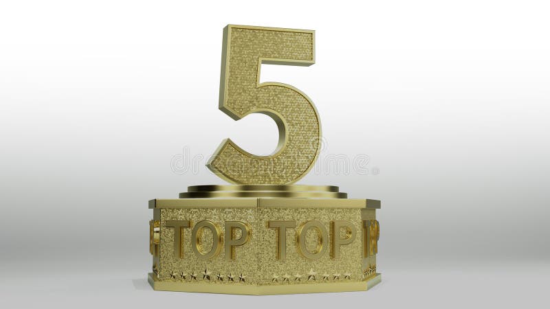Number 5 Trophy on White Background.3D Illustration Stock Illustration ...