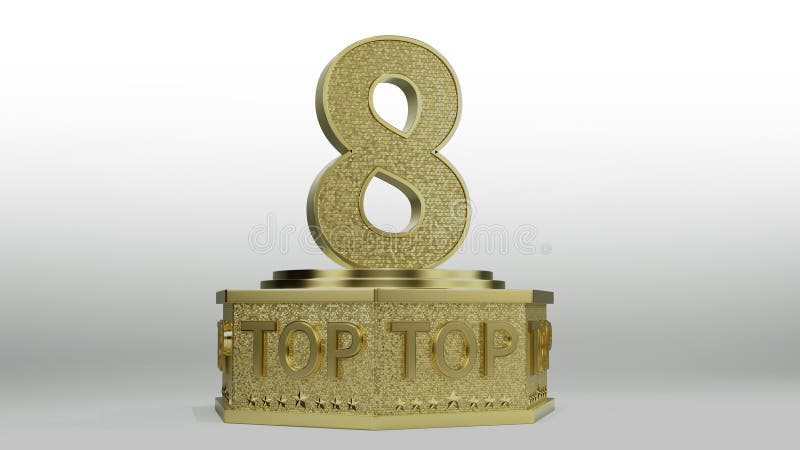 Number 8 Trophy on White Background.3D Illustration Stock Illustration ...