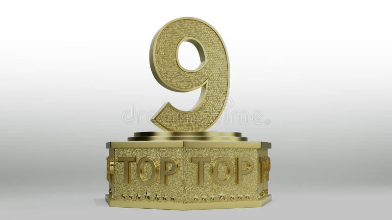 Number 9 Trophy on White Background.3D Illustration Stock Illustration ...