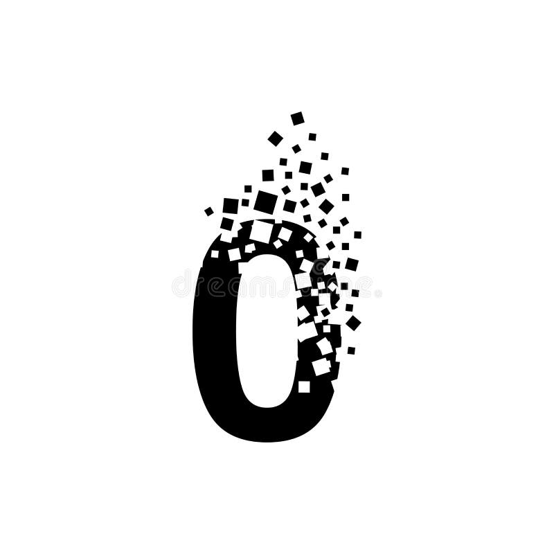 Number 0 Turns into a Cloud of Squares of Different Sizes Stock Vector ...