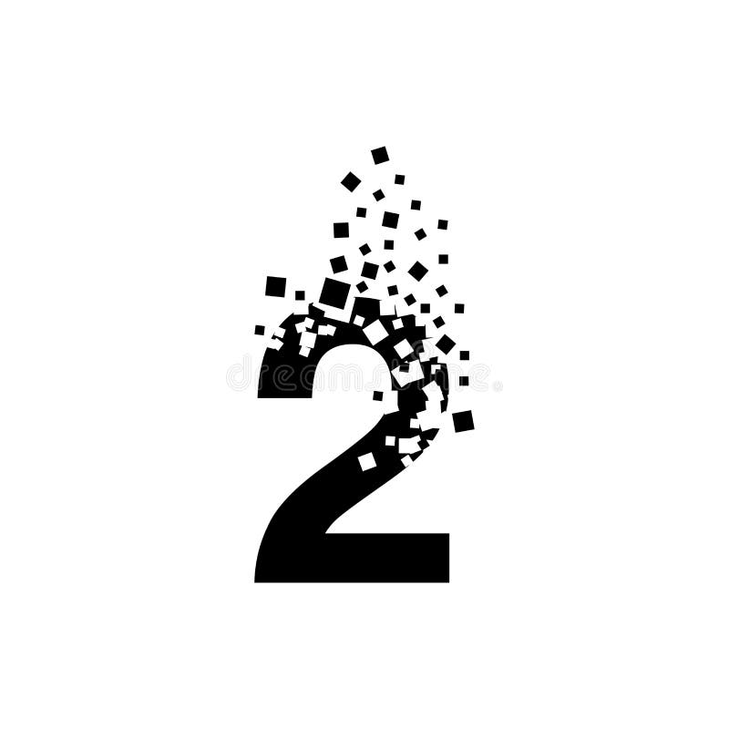 Number 2 Turns into a Cloud of Squares of Different Sizes Stock Vector ...