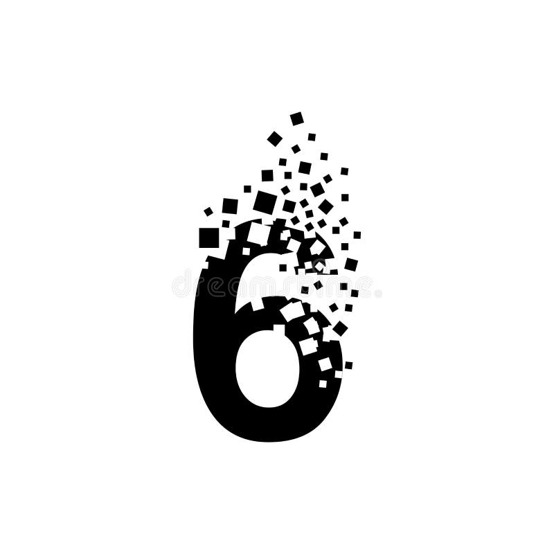 Number 6 Turns into a Cloud of Squares of Different Sizes Stock Vector ...