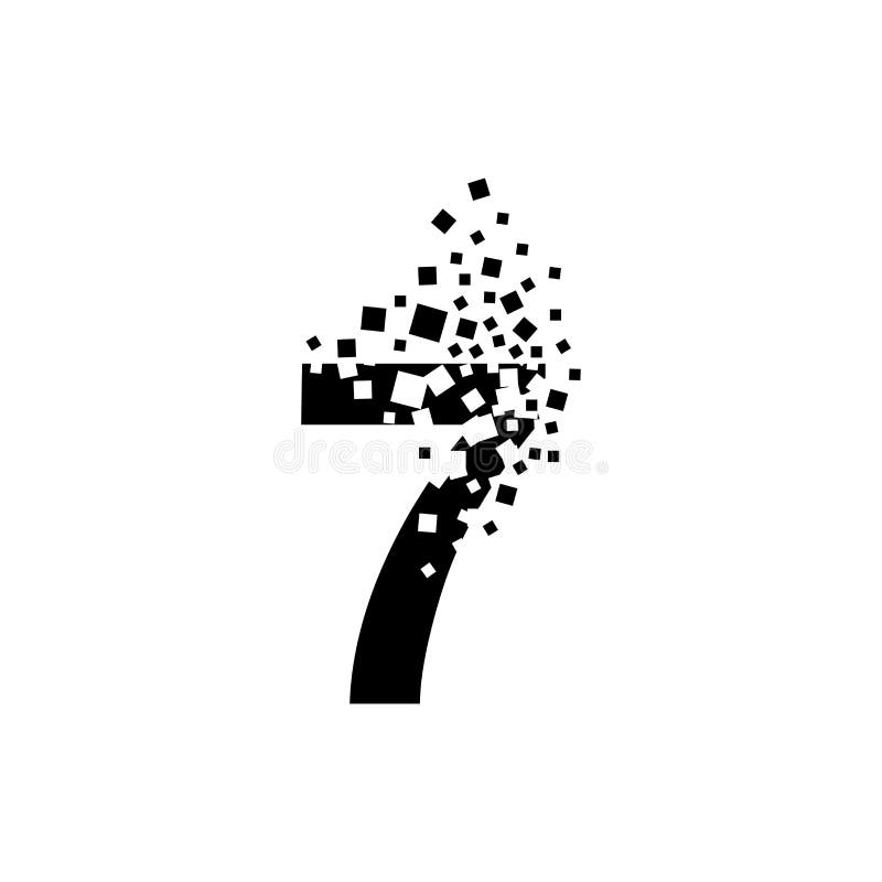 Number 7 Turns into a Cloud of Squares of Different Sizes Stock Vector ...