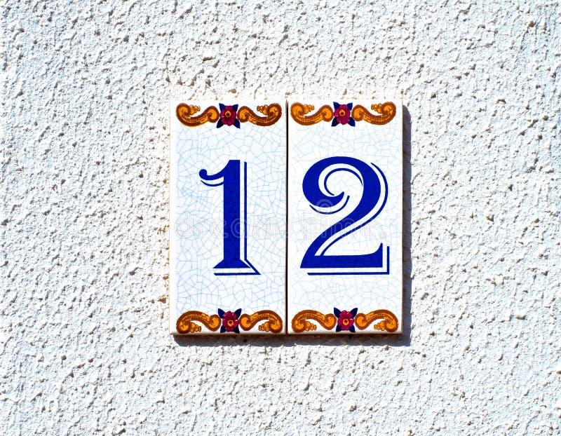 Number Twelve, 12, on a Decorative Tile. Stock Photo - Image of column ...