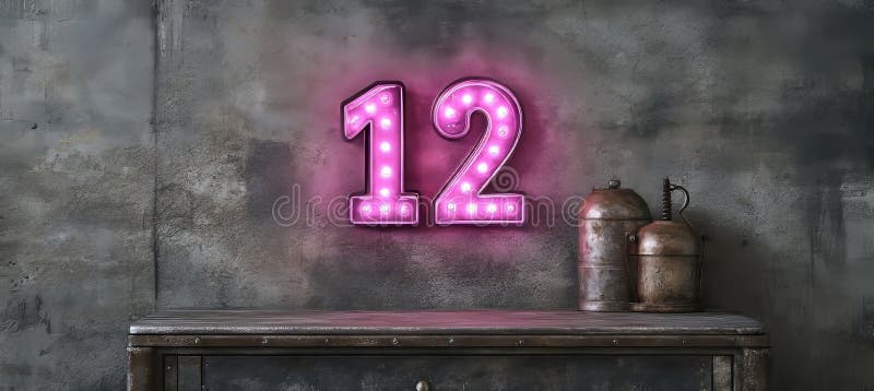 Number Twelve Made of Light Bulb Letters Vintage. 12 Digit Composed ...
