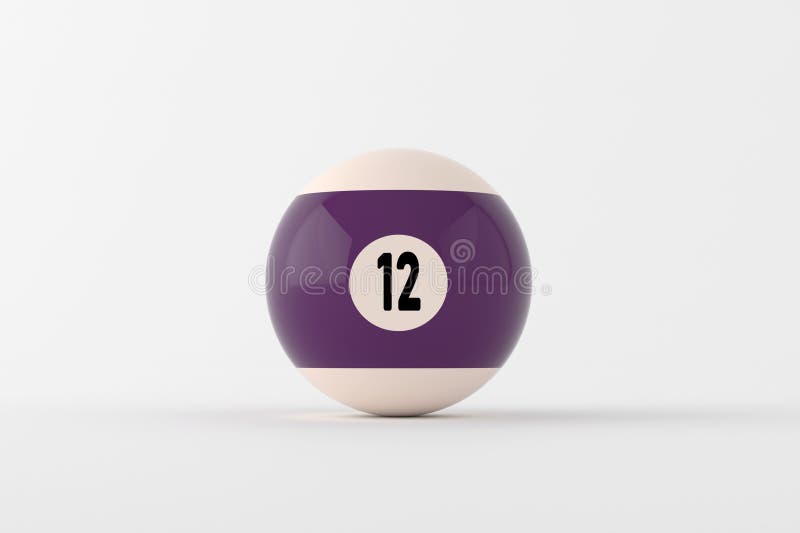 Number Twelve Pool Ball Resting on White Surface Stock Illustration ...