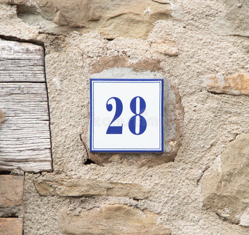 Number Twenty Eight on the Grey Stone Wall Stock Image - Image of eight ...