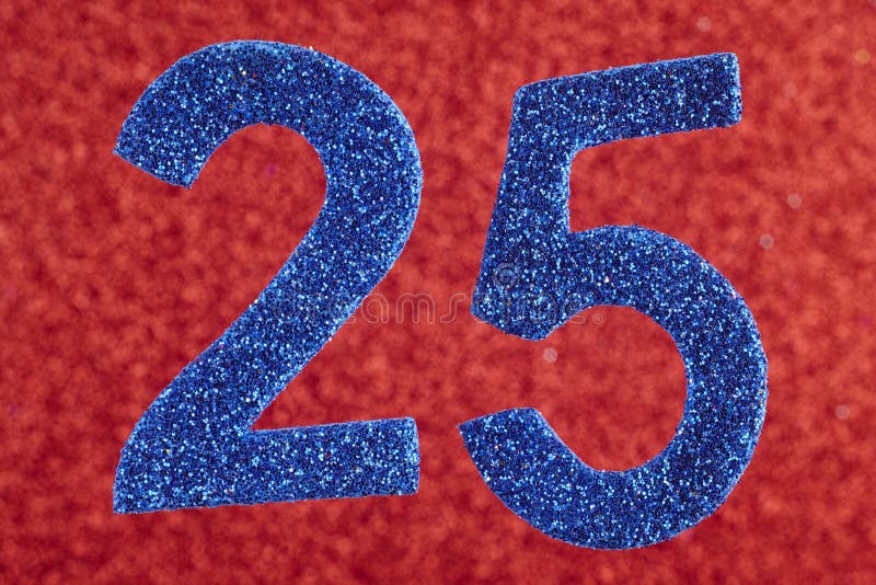 Number Twenty-five Blue Color Over a Red Background. Anniversary Stock ...