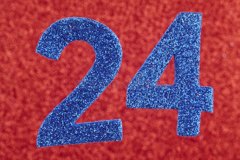 Number Twenty-four Blue Color Over a Red Background. Anniversary Stock ...