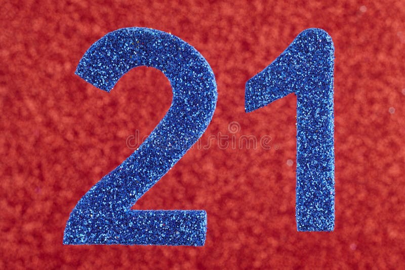 Number Twenty-one Blue Over a Red Background. Anniversary Stock Image ...