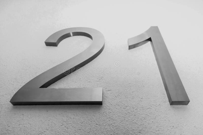 Number Twenty One on Texture Light Wall Stock Image - Image of metal ...