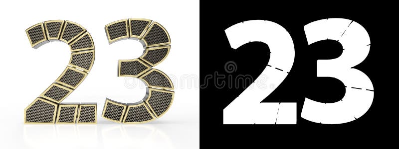 Number Twenty-three Number 23 with Perforated Gold Segments Stock ...