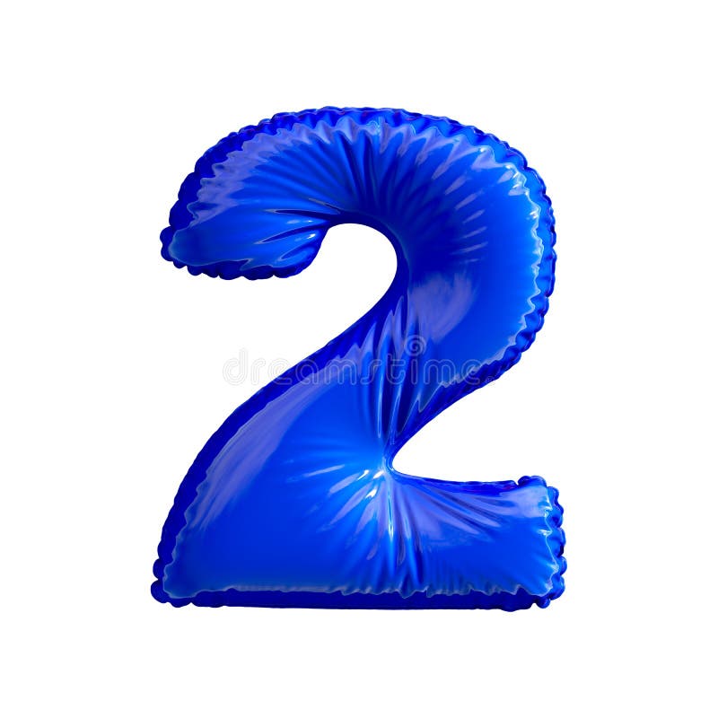 Glossy Blue Two 2 Number. 3d Illustration On White Background. Stock ...