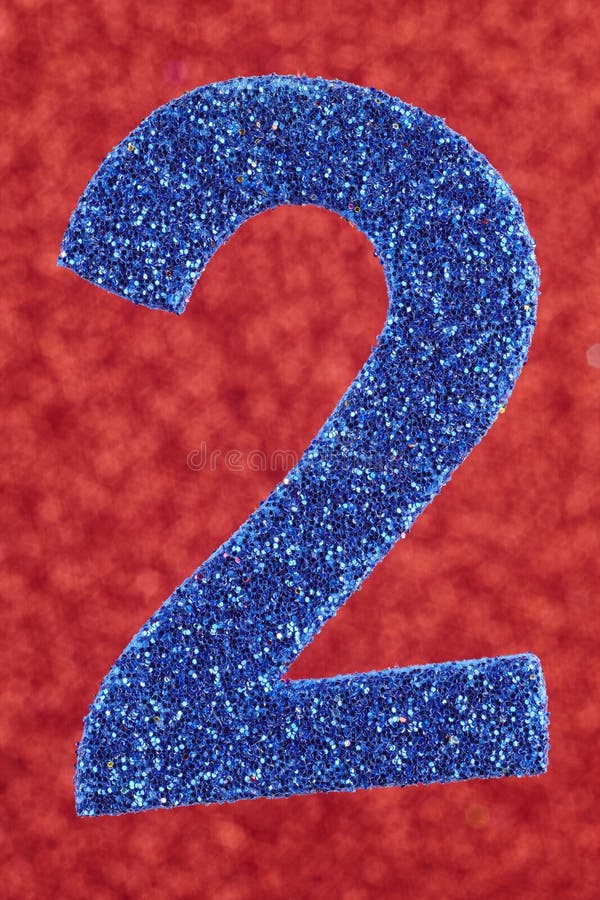Number Two Blue Color Over a Red Background. Anniversary Stock Image ...