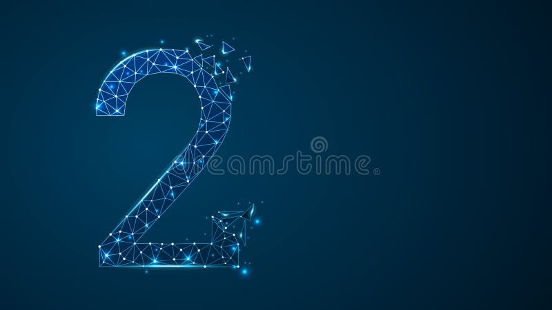 Number Two 2D Low Poly Abstract Illustration Consisting of Points ...
