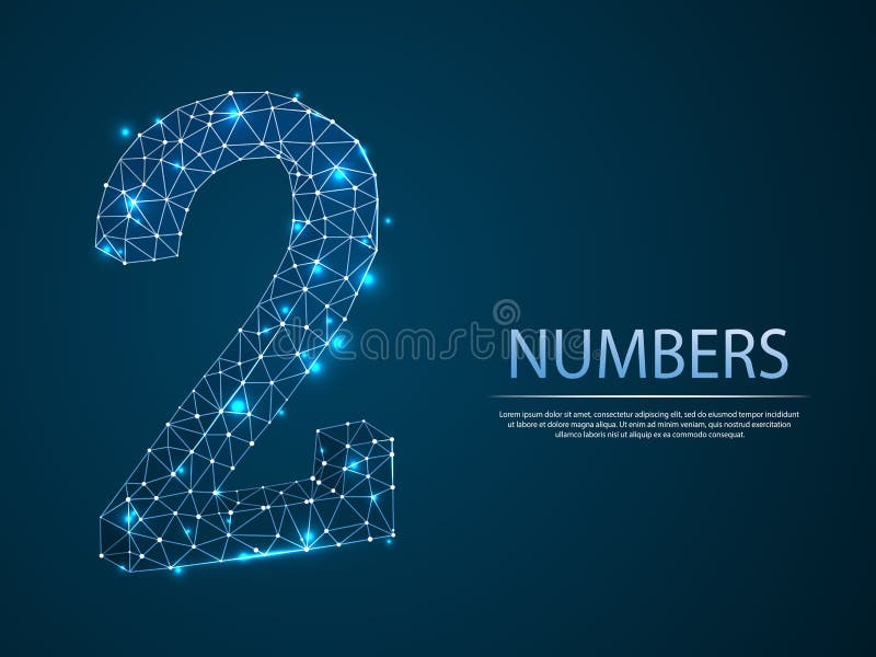 Number Two 3D Low Poly Abstract Illustration.Vector Digit 2 Wireframe ...