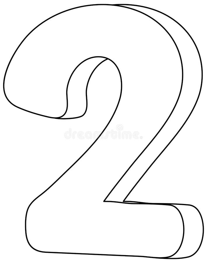 Number Two Doodle Outline for Colouring Stock Vector - Illustration of ...