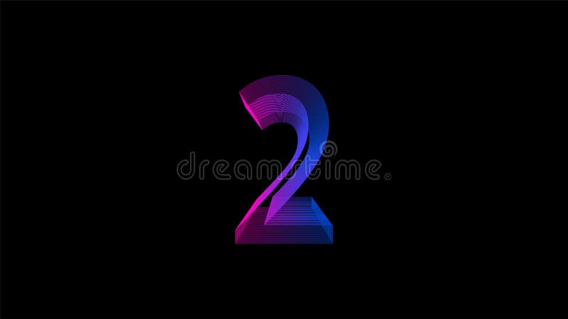 Number Two, Double, Second, Digital Symbol, Very Peri Gradient Neon ...