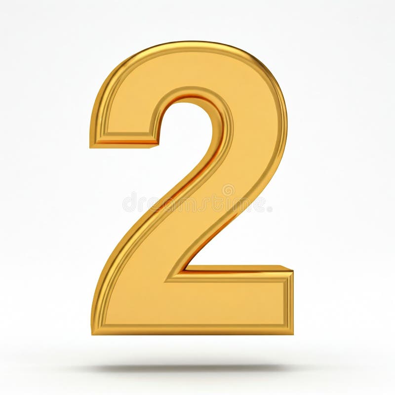 Number Two in Gold Color 3d Model Stock Illustration - Illustration of ...