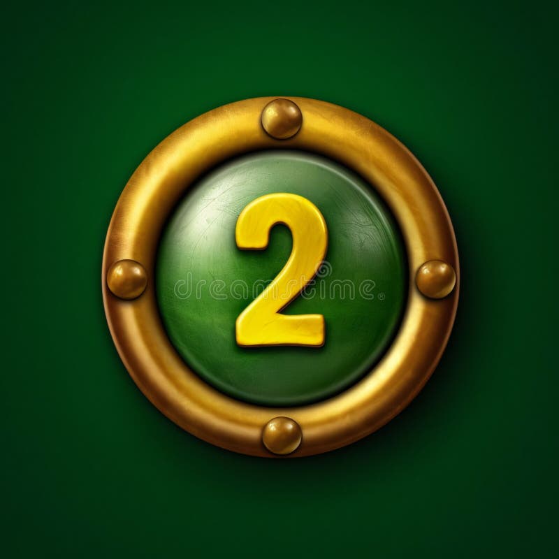 Number Two on the Green Button. 3d Illustration of Numbers 2 Stock ...