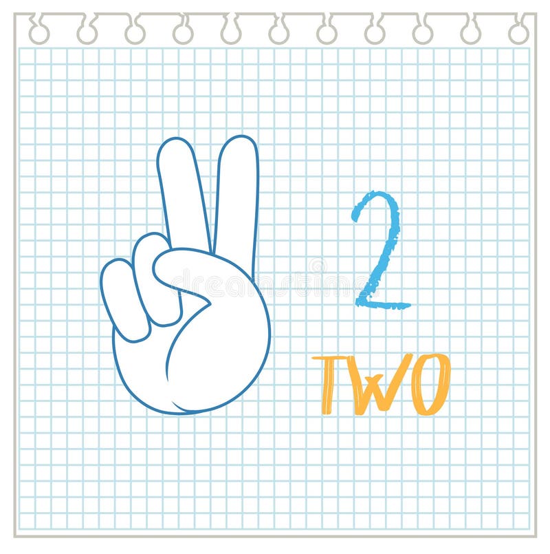 Number Two Hand Gesture on Paper Template Stock Vector - Illustration ...