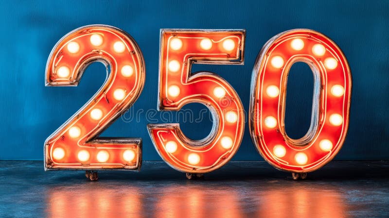 Number Two Hundred and Fifty, 250, Large Illuminated Number Made of ...