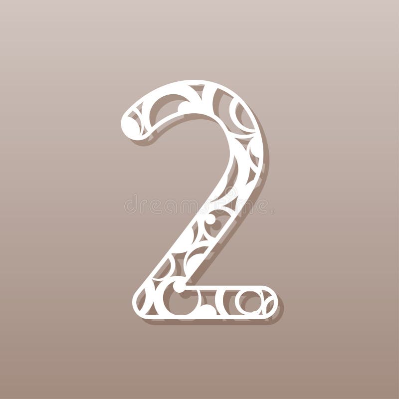 Number Two for Laser Cutting.a Round Pattern Stock Vector ...